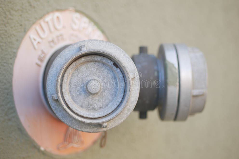 Fire Hydrant Connection Mounted on a Wall Stock Photo - Image of access ...