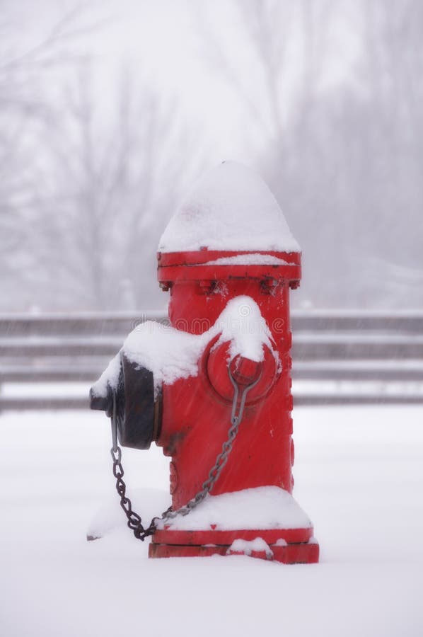 Red Fire Hydrant in snow stock photo. Image of color - 109833618