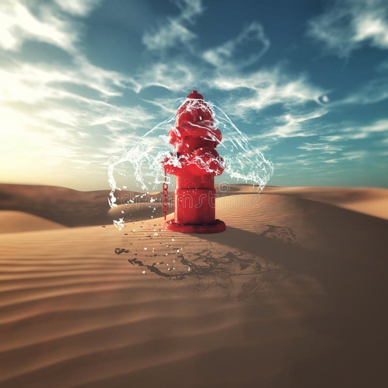 Fire hydrant in the desert stock photo. Image of opened - 143527642
