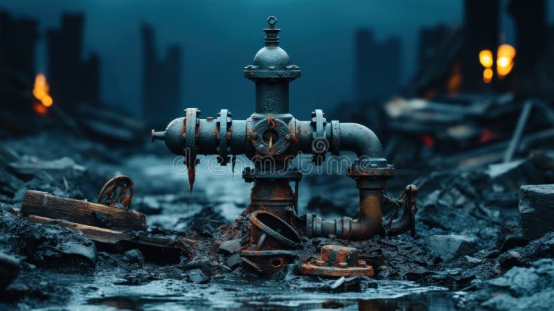 A Fire Hydrant in a Flooded Area with Debris Around it, AI Stock Image - Image of phenomenon ...