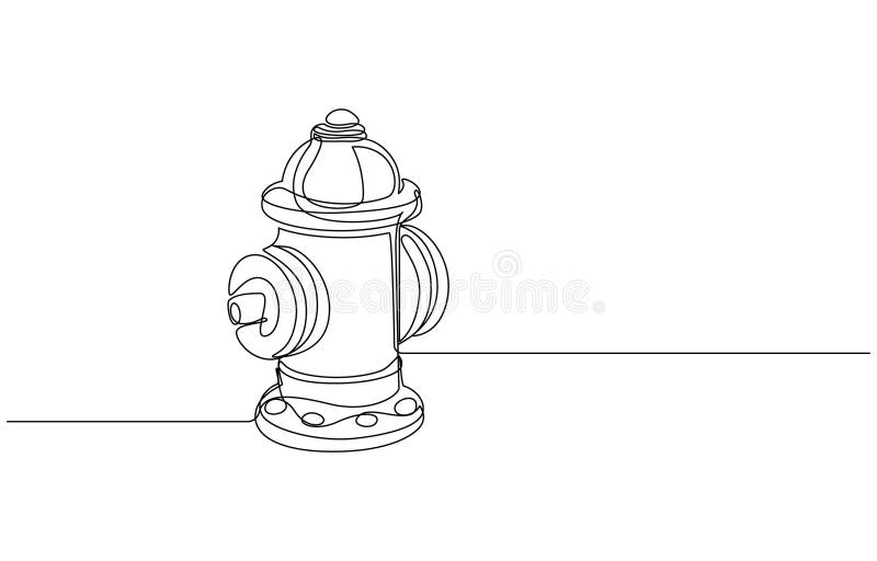 Fire Hydrant Isolated on White Background. One Line Continuous Fire ...