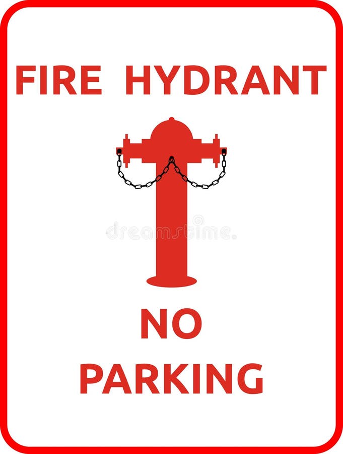Fire Hydrant No Parking Sign, Vector Isolated on White Background Stock ...