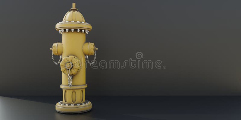 Fire Hydrant Old Yellow Color on Black Background, Front View, Copy ...