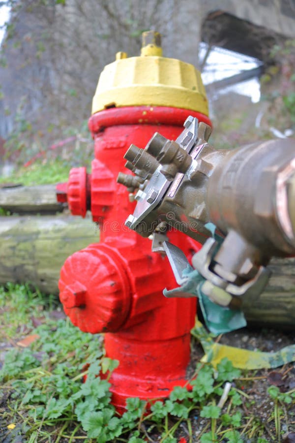 Fire Hydrant Outlet Cap and Connection Stock Image - Image of hydrant ...
