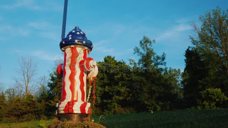 Fire Hydrant Painted in the Style of the USA Flag Stock Video - Video ...