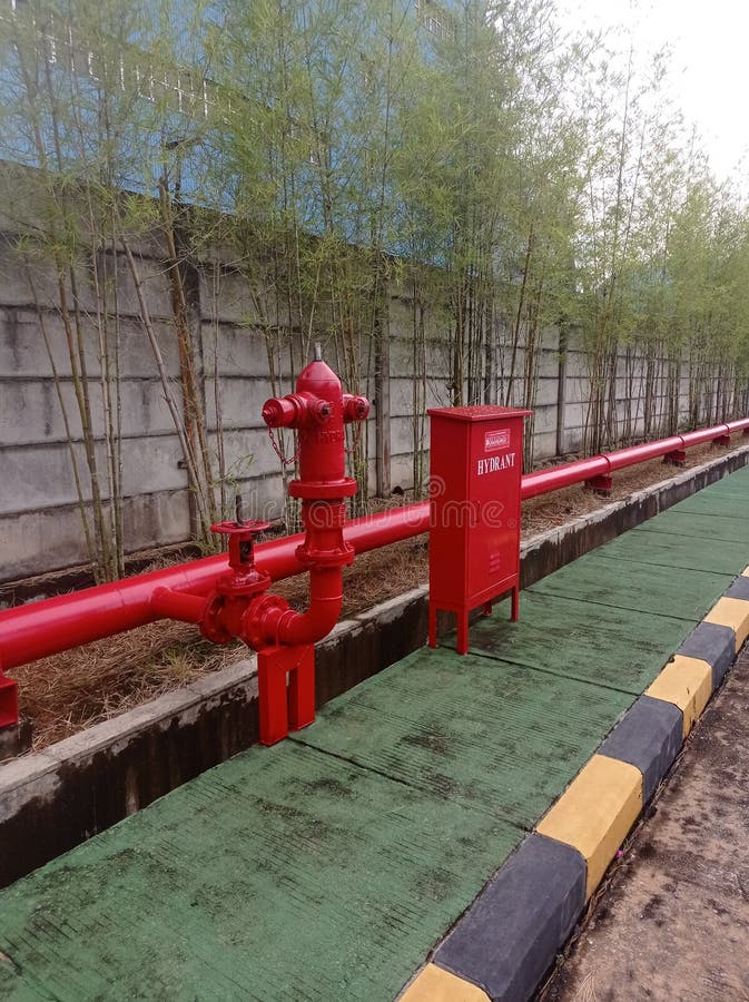 Fire Hydrant Pillar and Fire Kit Box Stock Photo - Image of walkway ...