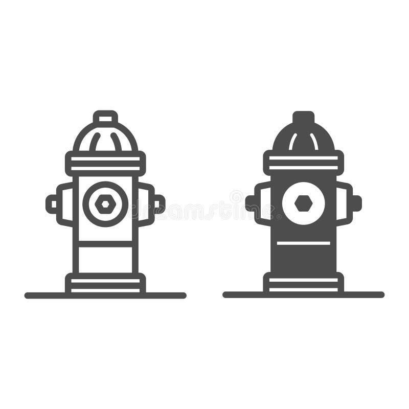 Fire Hydrant Point Line and Solid Icon, Emergency Service Concept ...