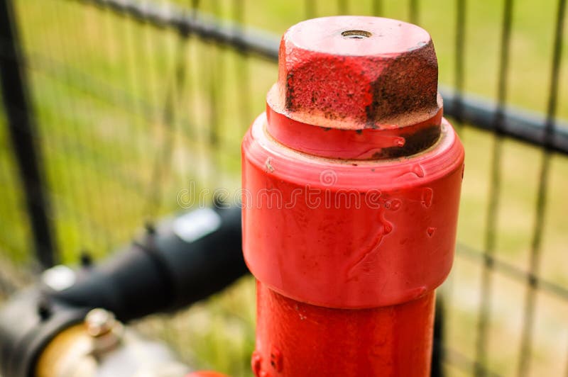 Fire Hydrant Red Top Close Detail with Soft Focus Background Stock ...
