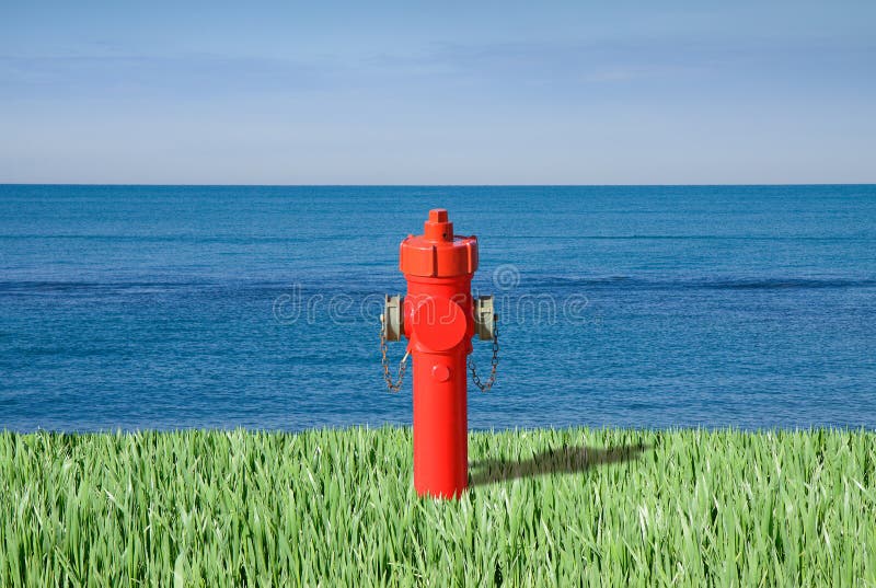 Fire hydrant by the sea stock photo. Image of green, improbably - 56022286