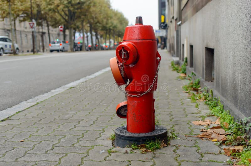 Fire Hydrant on a Sidewalk in a Town Stock Photo - Image of urban ...