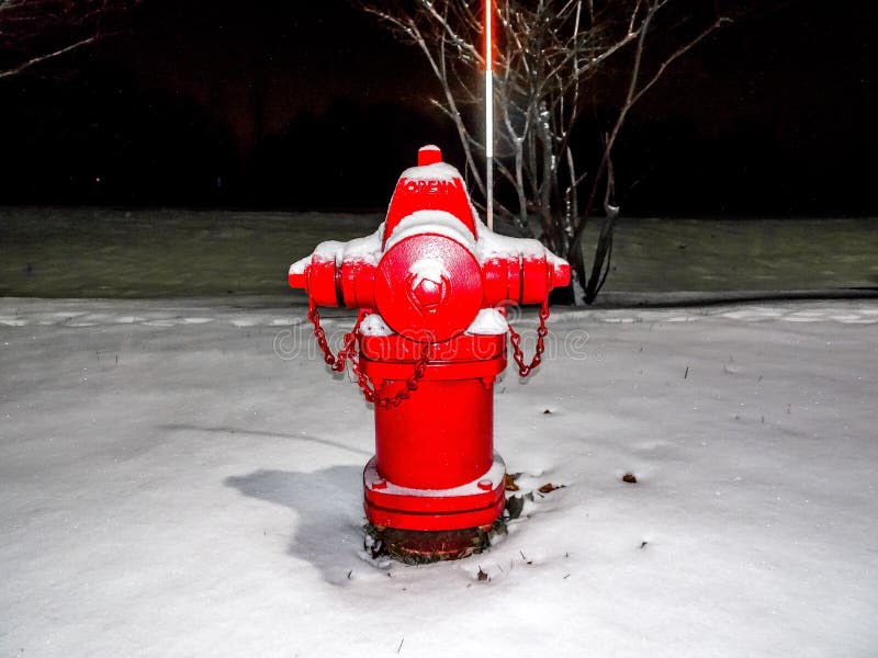 Red fire hydrant and snow stock photo. Image of rescue - 106245344