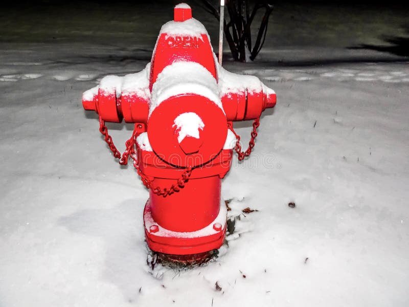 Red fire hydrant and snow stock image. Image of pipe - 106245403