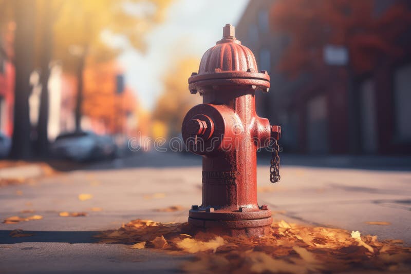 Hydrant in Focus Red Against a Backdrop of Vibrant Greenery Stock ...