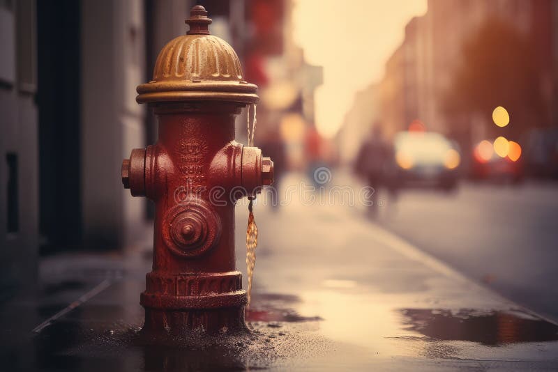 Hydrant in Focus Red Against a Backdrop of Vibrant Greenery Stock ...