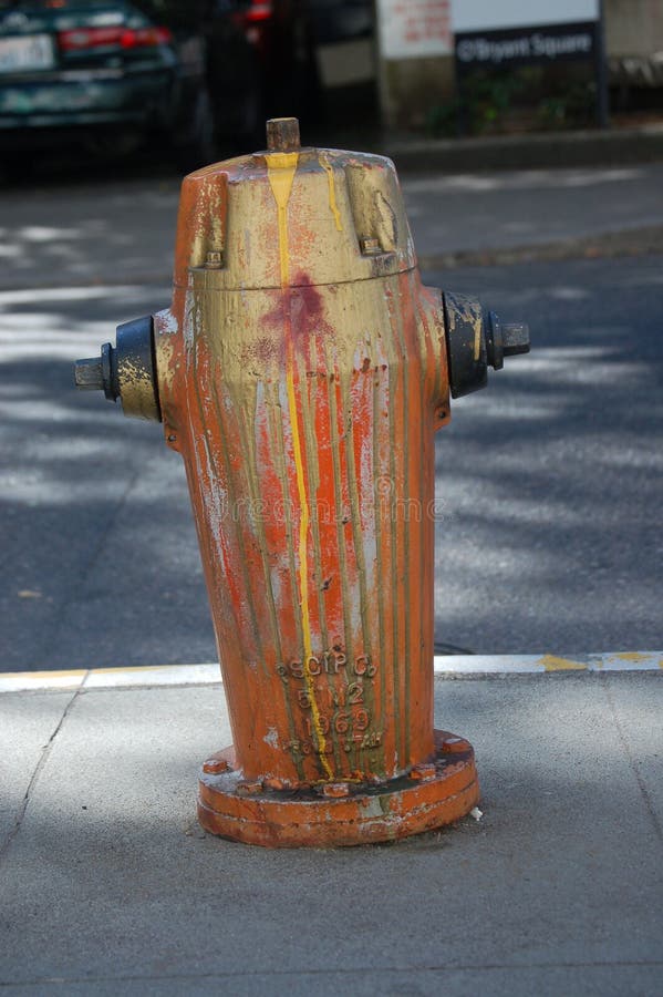 Fire Hydrant Splattered with Paint in Portland, Oregon Stock Photo ...