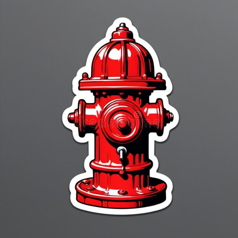 Fire Hydrant Sticker Safety Red Abstract Minimal, AI Generated Image ...
