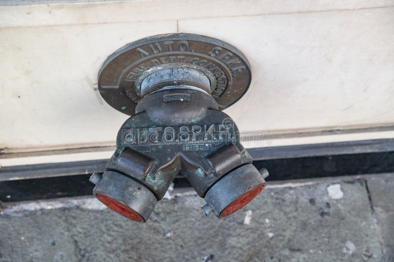 Fire Hydrant in Stone Wall of Building Stock Photo - Image of cover ...