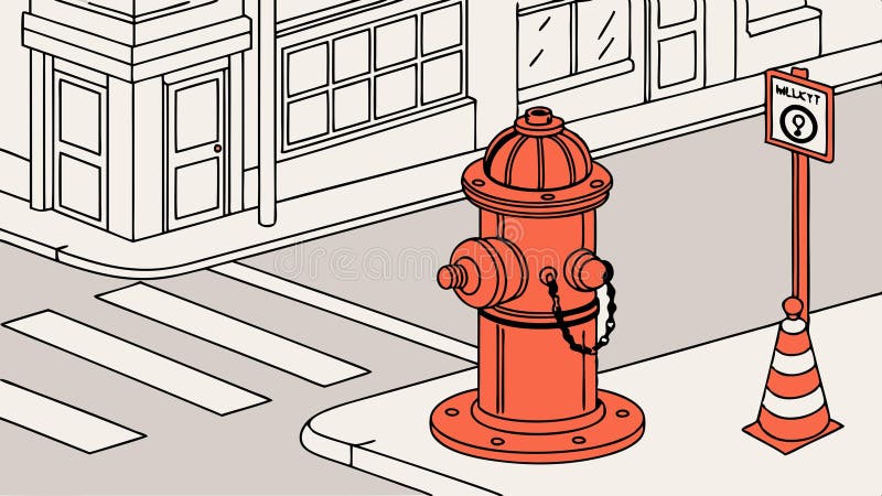 Fire Hydrant Street Scene, Red Fire Hydrant on Sidewalk with Crosswalk ...