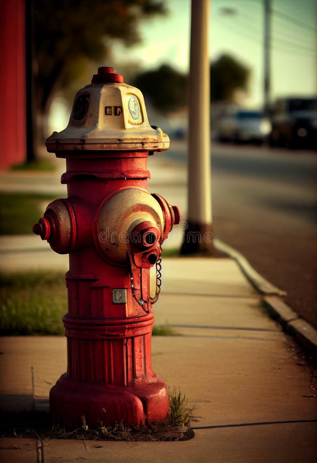 Fire Hydrant on a Typical American Street. AI Generated Stock ...