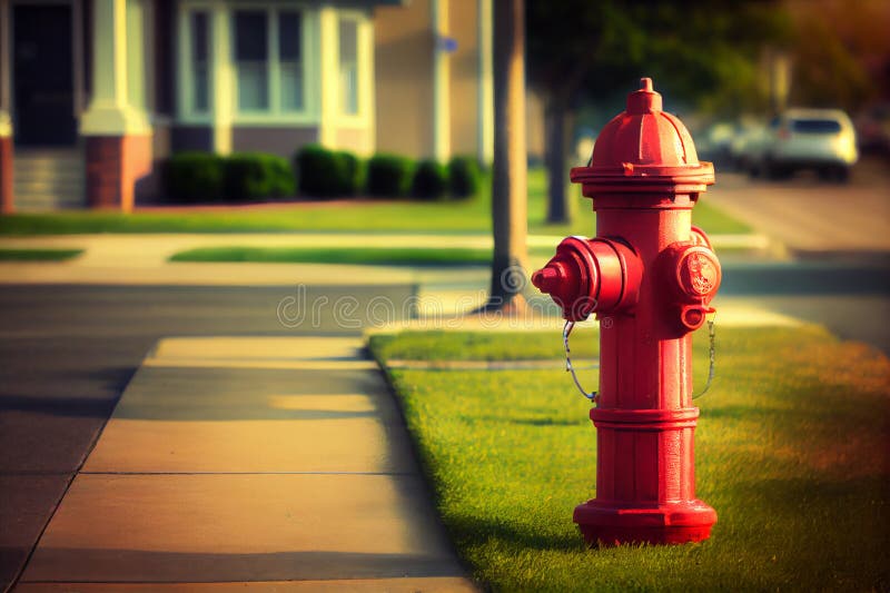 Fire Hydrant on a Typical American Street. AI Generated Stock Image ...