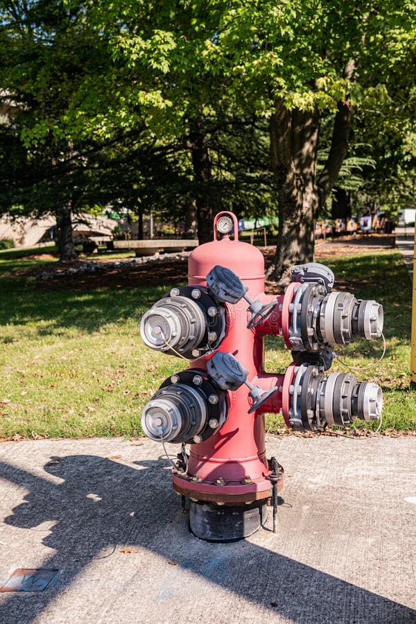 Fire Hydrant in an Urban Space. Paved Sidewalk Along Residential ...