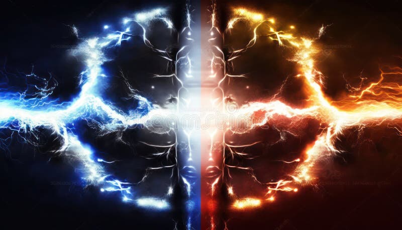 Fire and Ice Burning Electrical Stock Illustration - Illustration of ...