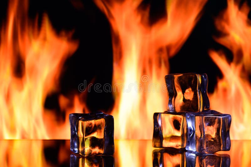 Fire and Ice, Cold and Flame on a Black Background 2 Stock Image ...