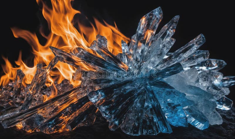 Fire and Ice Collide in this Dramatic Photograph Stock Photo - Image of ...