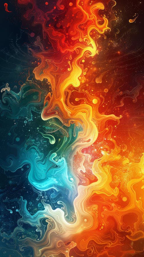 Fire and Ice Collide Generated Using AI. Stock Illustration ...