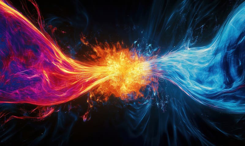 Fire and Ice Collision Abstract Art, Vibrant Flames and Chilling Waves ...