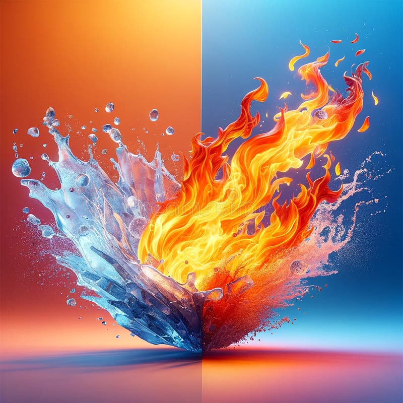 Fire and Ice Concept Design Stock Illustration - Illustration of design ...