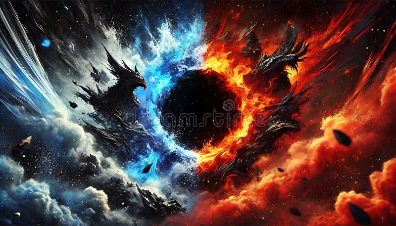 Fire and Ice Concept Design with Spark Stock Illustration ...