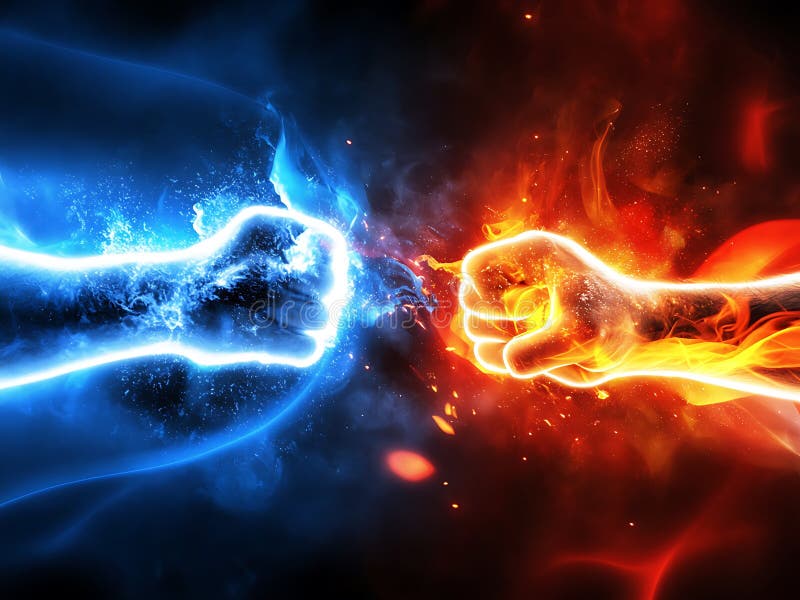 Fire and Ice Concept Design with Spark Stock Illustration ...