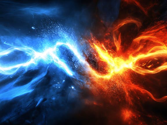 Fire and Ice Concept Design with Spark Stock Illustration ...