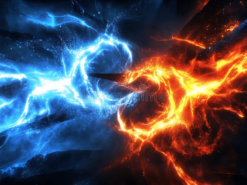Fire and Ice Concept Design with Spark Stock Illustration ...