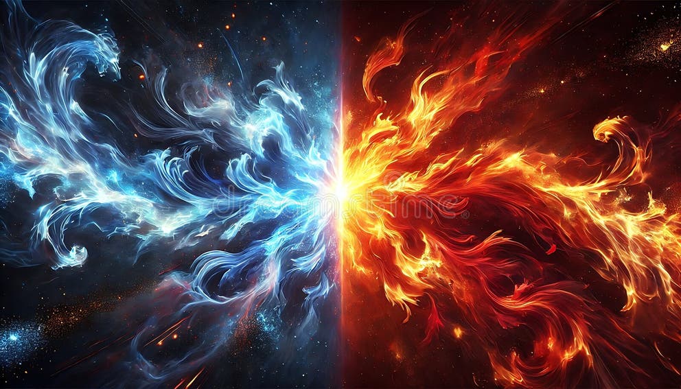 Fire and Ice Concept Design with Spark Stock Illustration ...