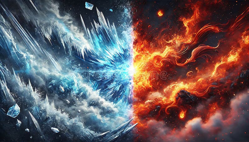 Fire and Ice Concept Design with Spark Stock Illustration ...