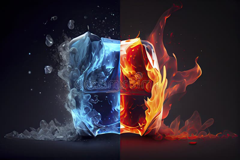 Fire and Ice Concept Design with Spark Stock Illustration ...