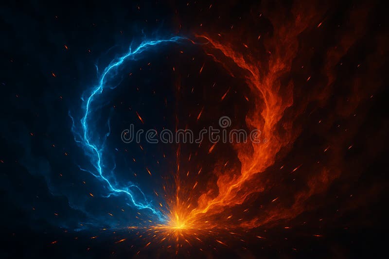 Fire and Ice Concept Design with Spark Stock Illustration ...