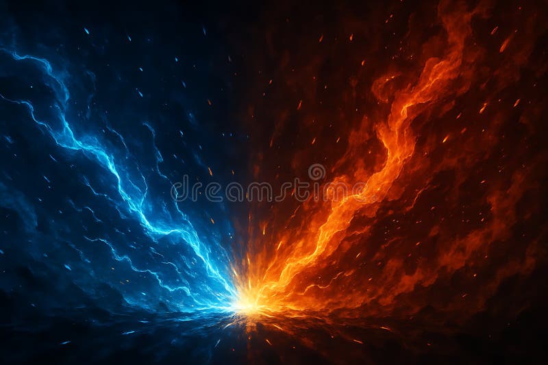 Fire and Ice Concept Design with Spark Stock Illustration ...