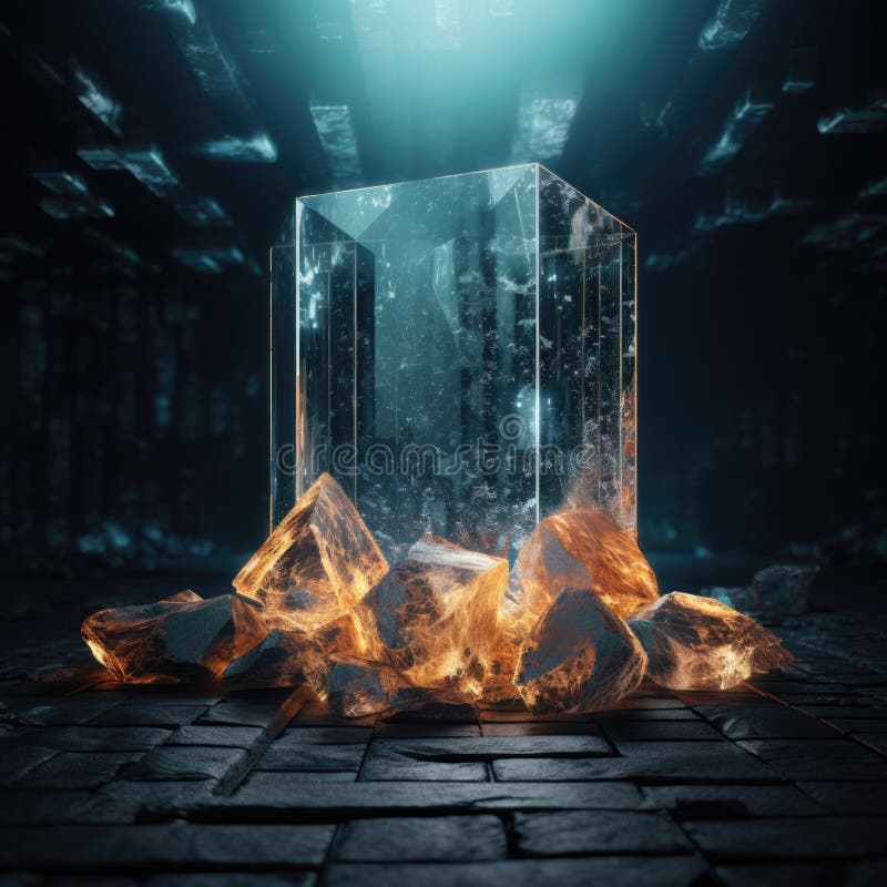 A Fire and Ice Cube on a Brick Floor, Mystical, Magical Fire and Ice ...