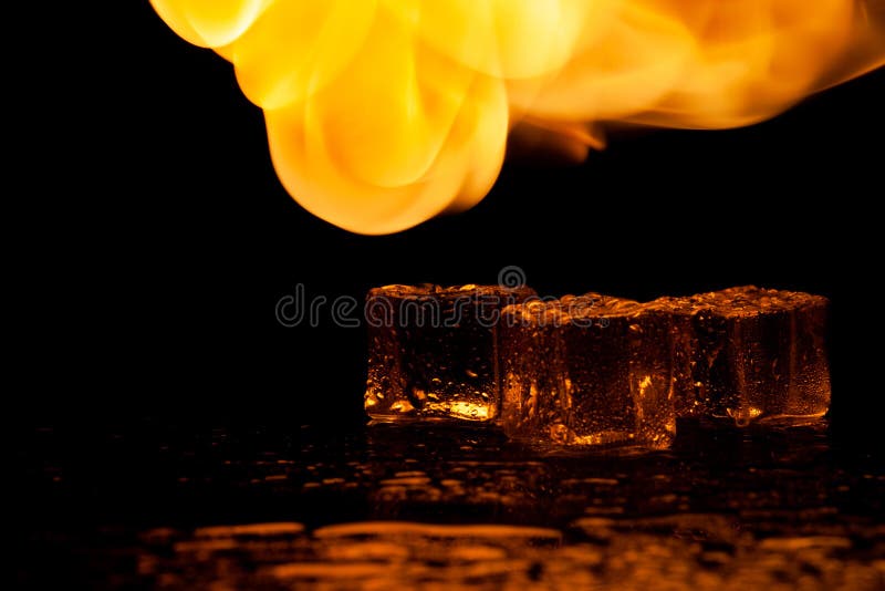 Fire and Ice, Ice Cubes and Flames Stock Image - Image of cube ...