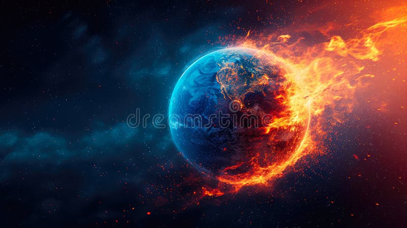 Fire and Ice: Earth S Climate Crisis. Stock Illustration - Illustration ...