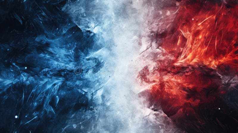 Fire and Ice Element Separated from Each Other. a Stream of Fire and ...