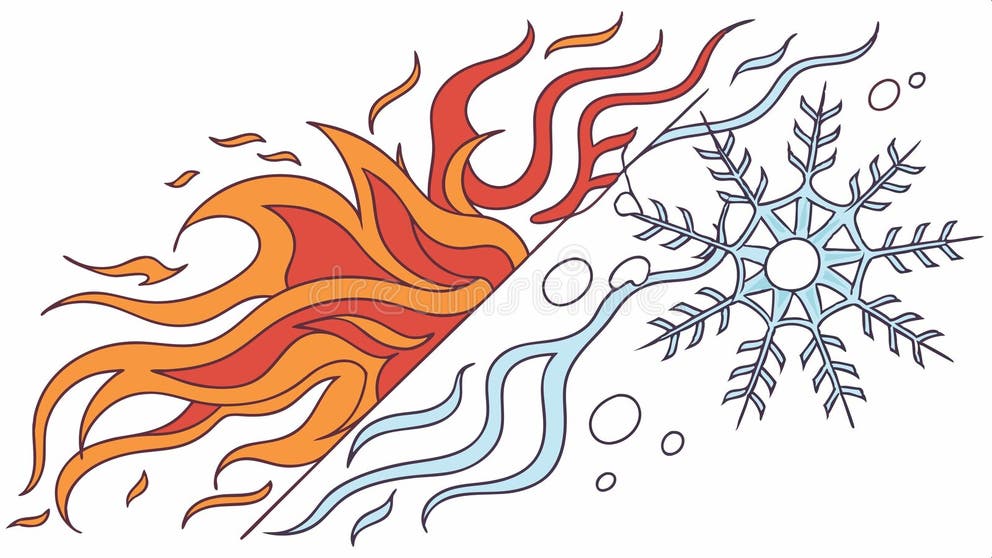 Fire and Ice Elements Illustration, Contrast Design Vector Design ...
