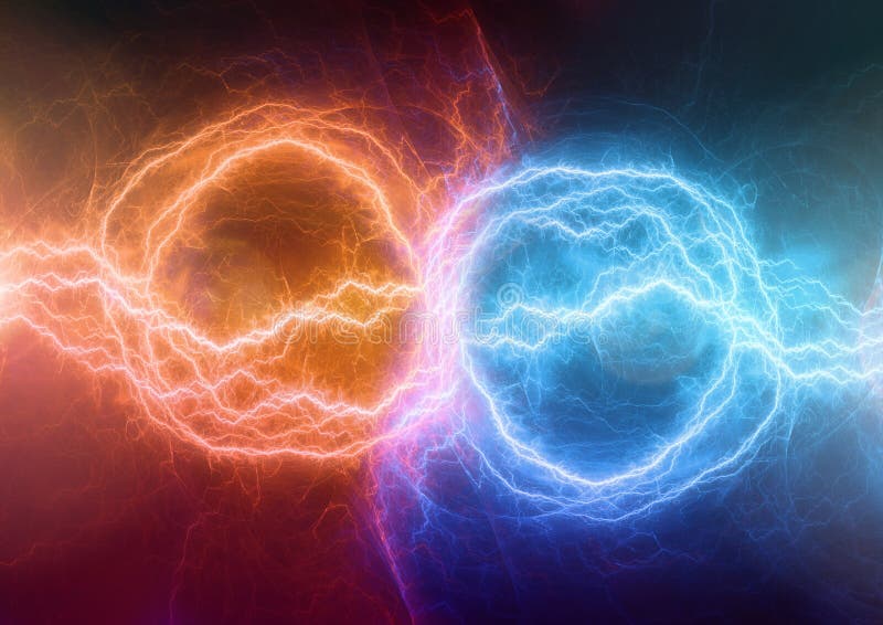 Fire and Ice Lightning, Abstract Electrical Background Stock ...