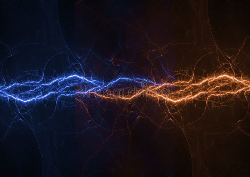 Fire and Ice Lightning Background, Abstract Plasma Stock Illustration ...