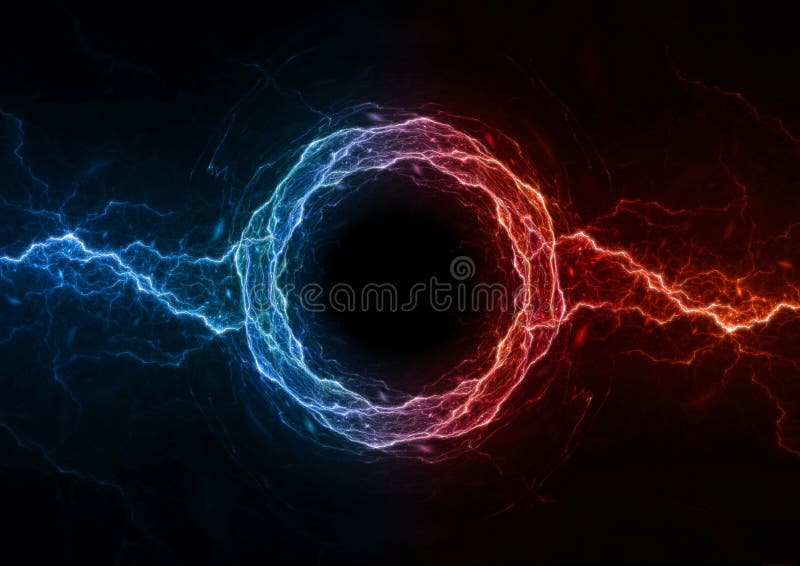 Fire and Ice Circle Plasma and Energy Electrical Lightning Stock ...