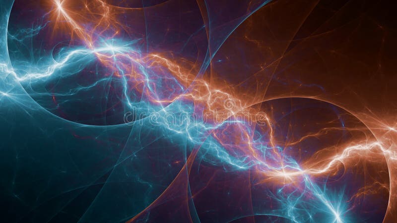 Fire and Ice Plasma Lightning, Abstract Energy Stock Image - Image of ...