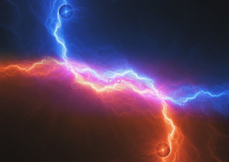 Fire And Ice Plasma Lightning Bolt. Stock Illustration - Illustration ...